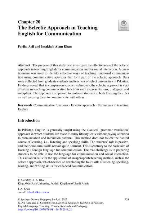 Pdf The Eclectic Approach In Teaching English For Communication