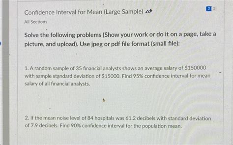 Solved Confidence Interval For Mean Large Sample At All