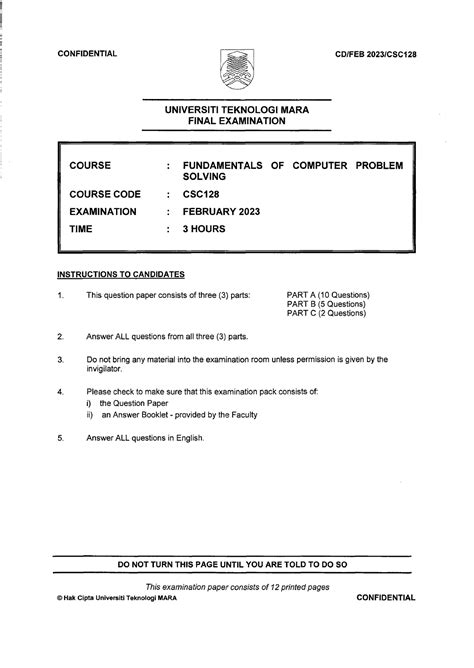 Csc128 For Testing Student Brain Confidential 0 Cdfeb2023csc