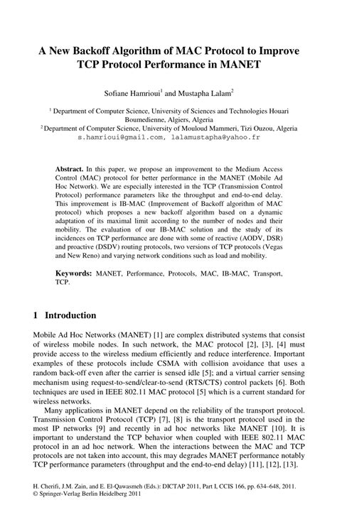 Pdf A New Backoff Algorithm Of Mac Protocol To Improve Tcp Protocol