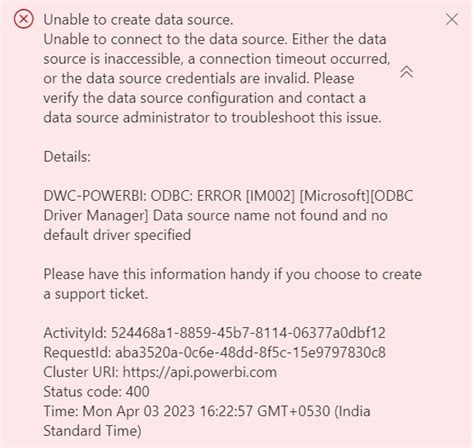 Unable To Add Odbc Data Source To Standard Gateway Microsoft