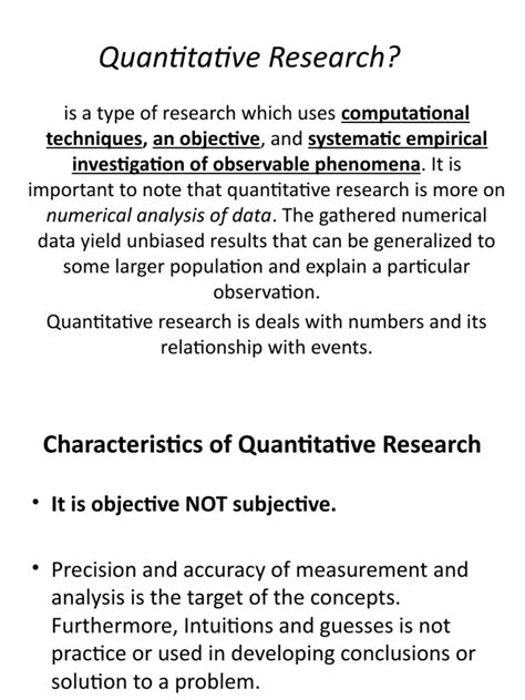 Quantitative Research Techniques An Objective And Systematic