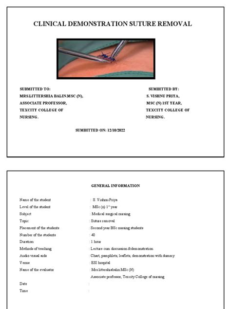 Suture Removal Pdf Surgical Suture Health Sciences
