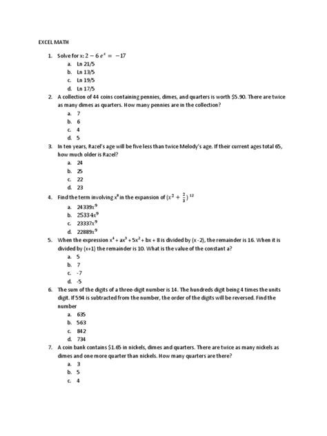 Excel Math Download Free Pdf Odds Mathematical Objects