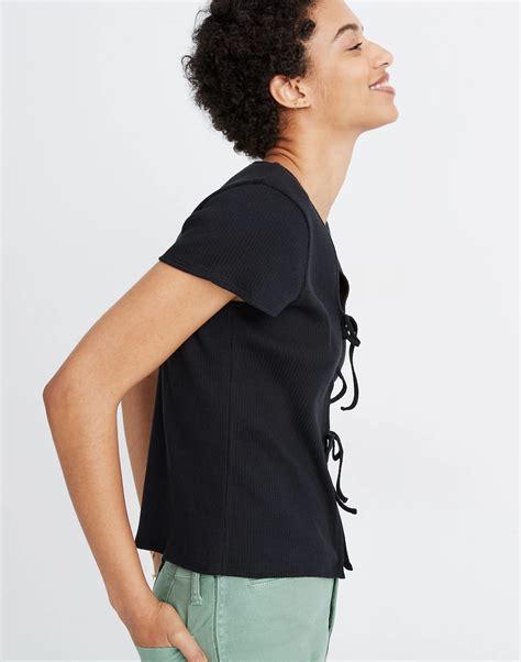 Ribbed Bow Front Tee Madewell