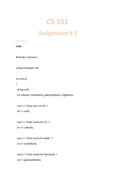 Cs 101 Assignment 2 Pdf
