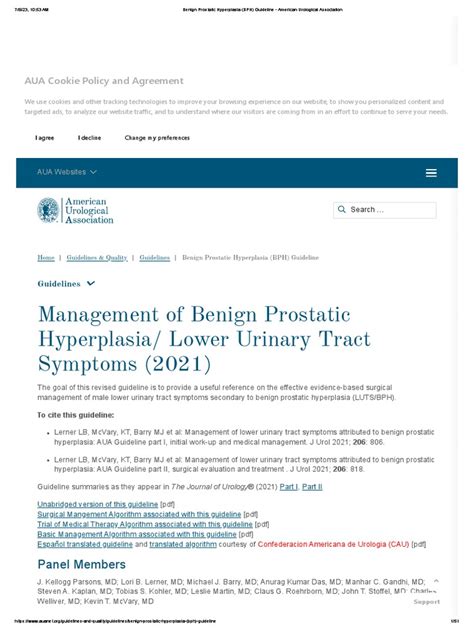 Benign Prostatic Hyperplasia Bph Guideline American Urological