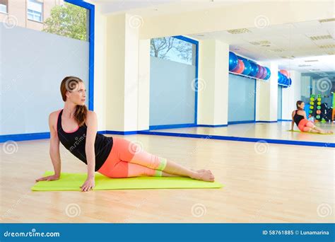 Pilates Woman Snake Exercise Workout At Gym Stock Image Image Of