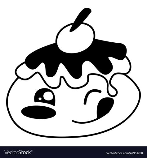 Cake Cute Stroke Cartoon Royalty Free Vector Image