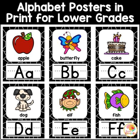 Alphabet Posters With Pictures Classroom Abc Posters In Manuscript And