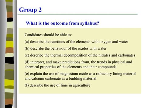 Group 2 Elements Trends And Properties Ppt