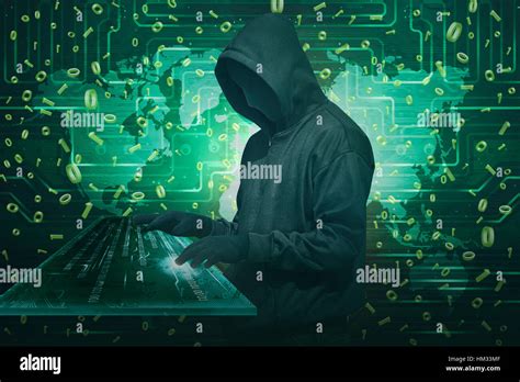 Hacker Man Wearing Anonymous Mask Stealing Data Using Virtual Keyboard