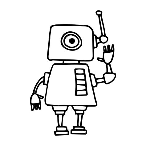 Premium Vector Vector Drawing In Doodle Style Cute Robot Funny
