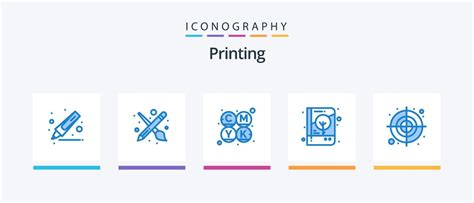 Printing Blue 5 Icon Pack Including Shape Circular Color Print Cover Creative Icons Design