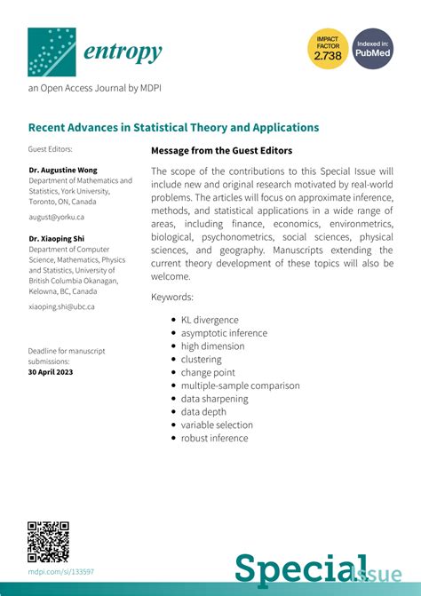 Pdf [entropy] Special Issue Recent Advances In Statistical Theory