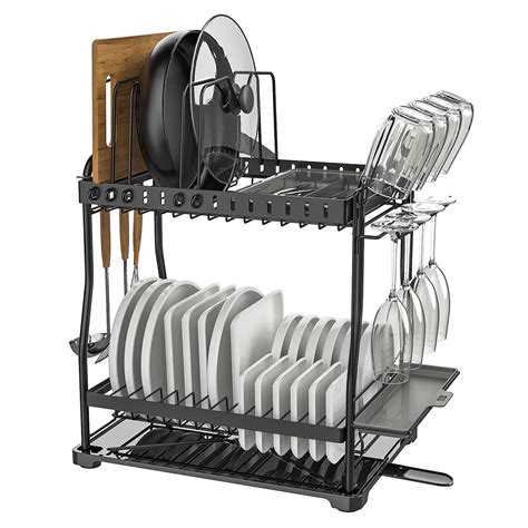 Buy Dish Drying Rack With Drainboard Set Mehoom 2 Tier Large Dish