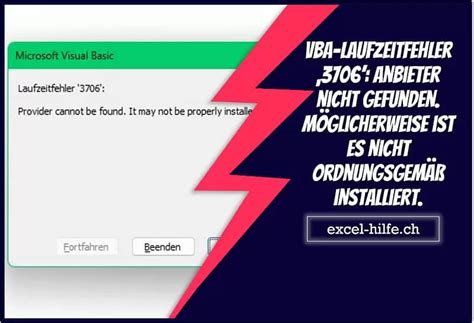 Vba Laufzeitfehler ‚3706‘ Provider Nicht Gefunden Möglicherweise Ist Es Nicht Ordnungsgemäß