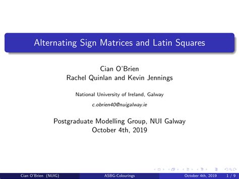 Ppt Alternating Sign Matrices And Latin Squares Cian Obrien Rachel