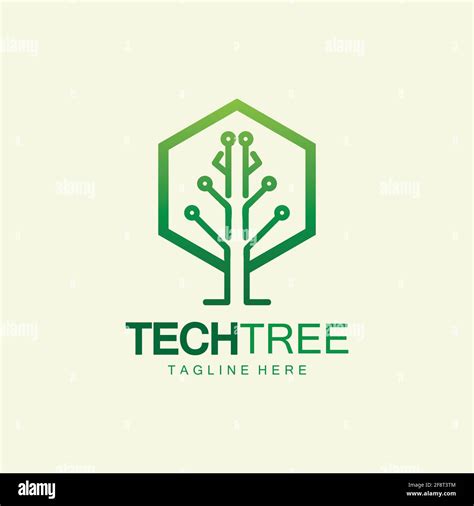 Tech Tree Logo Concept Green Network Technology Logo Vector Tech Tree Electrical Circuit Digital