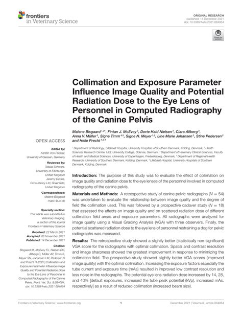 Pdf Collimation And Exposure Parameter Influence Image Quality And Potential Radiation Dose To