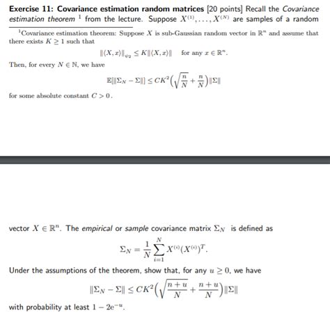 Exercise 11 Covariance Estimation Random Matrices