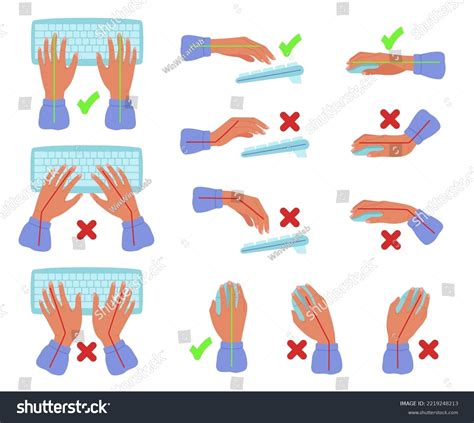 Keyboard Mouse Hands Posture Correct Incorrect Stock Vector Royalty
