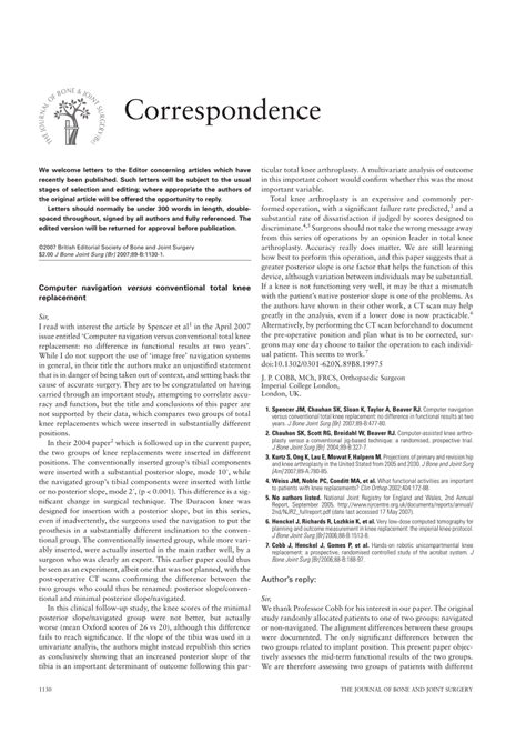 Pdf Computer Navigation Versus Conventional Total Knee Replacement