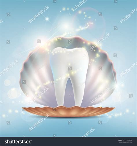 Human Tooth Seashell Dental Implant Treatment Stock Vector Royalty