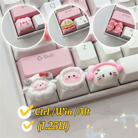 Ctrl Keycap 1 25u ส่วนบุคคล Keycap การปรับแต่ง Love สีชมพู Bow Lamb