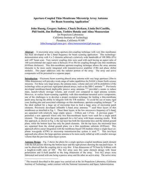 Pdf Aperture Coupled Thin Membrane Microstrip Array Antenna For Beam Scanning Application
