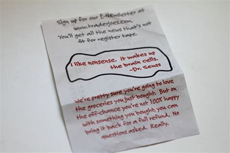 Dr Seuss Rocks Your Socks Back Of A Trader Joes Receipt
