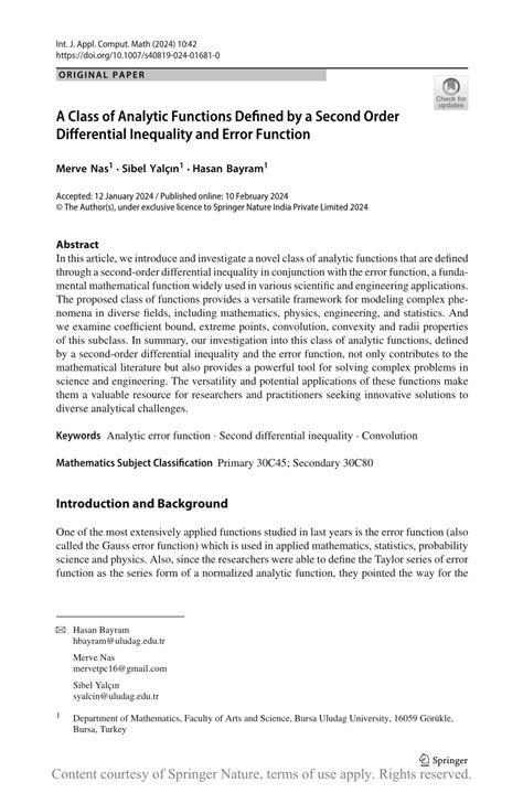 A Class Of Analytic Functions Defined By A Second Order Differential