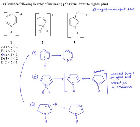 solved rank the following in order of increasing pka from