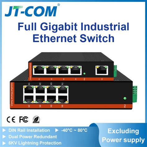 JT COM Port Full Gigabit Industrial Ethernet Switch Mbps To C DIN Rail