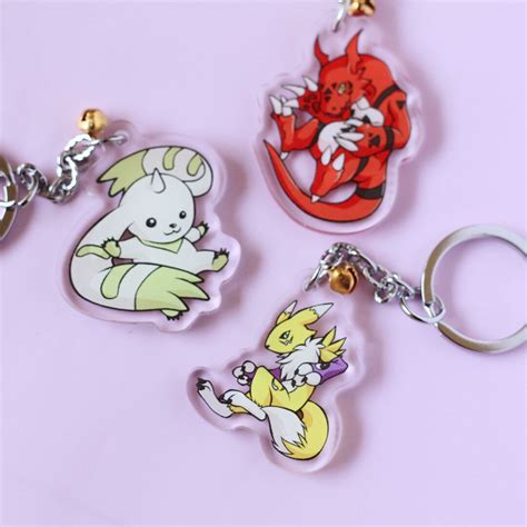 Guilmon Renamon Terriermon Digimon Charm Etsy