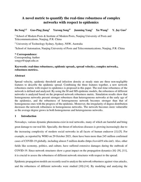 Pdf A Novel Metric To Quantify The Real Time Robustness Of Complex Networks With Respect To