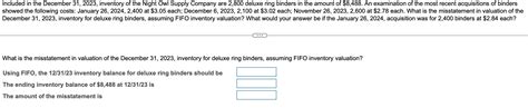 Solved Included In The December 312023 ﻿inventory Of The