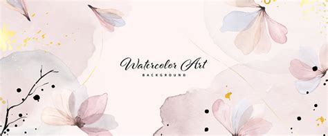 추상적인 배경 수채화 부드러운 핑크 플라워와 골드 스플래시 꽃 식물에 대한 스톡 벡터 아트 및 기타 이미지 꽃 식물 벡터 수채화 Istock