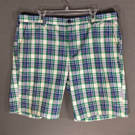 Source Unknown Shorts Mens Plaid Golf Shorts 4 Waist Green Blue
