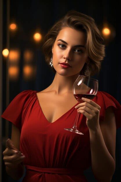 Premium Photo Woman Holds Wine Glass In Glamorous Style