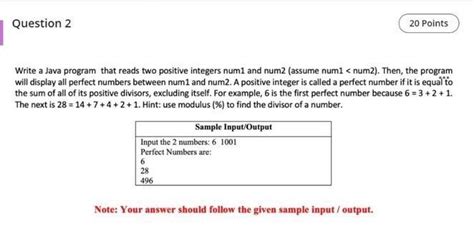 Solved Question 2 20 Points Write A Java Program That Reads