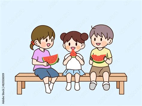 한국의 여름방학 어린이 삽화 Stock Vector Adobe Stock