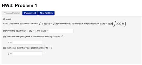 solved hw3 problem 1 previous problem problem list next