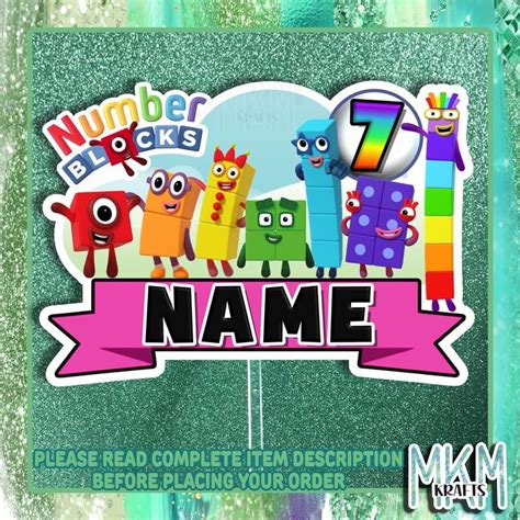 Number Blocks Cake Topper Custom Name Age Birthday Number Blocks