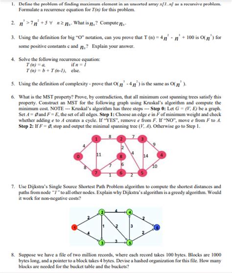 solved 1 define the problem of finding maximum element in