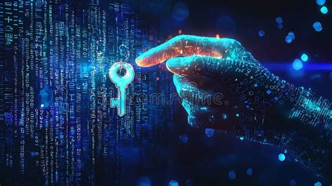 Unlocking The Future A Digital Key Concept Surrounded By A Binary World Of Data And Technology