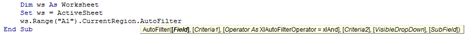 Excel Vba To Set Autofilter And Filter Selected Columns Stack Overflow