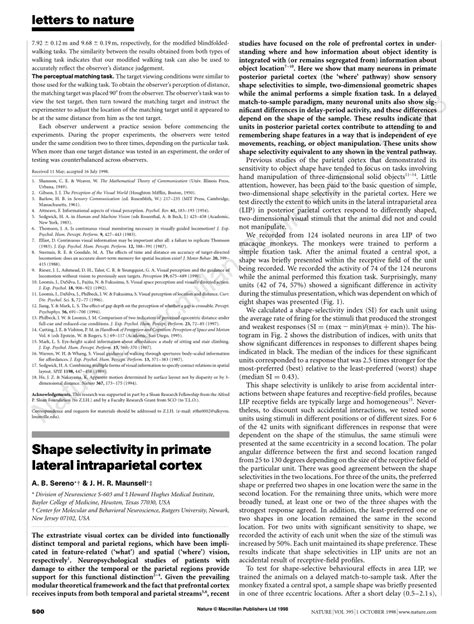 Pdf Shape Selectivity In Primate Lateral Intraparietal Cortex