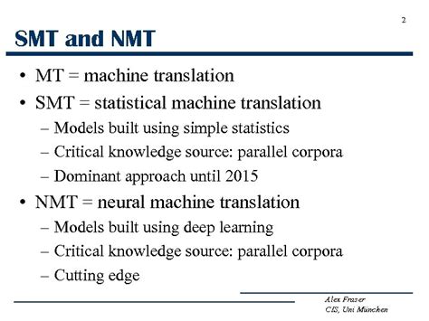 statistical and neural machine translation part i