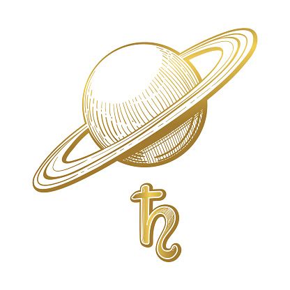 Simbol Emas Saturnus Dengan Cincin Dan Simbol Astrologi Ilustrasi Untuk Bagan Kelahiran Gambar ...
